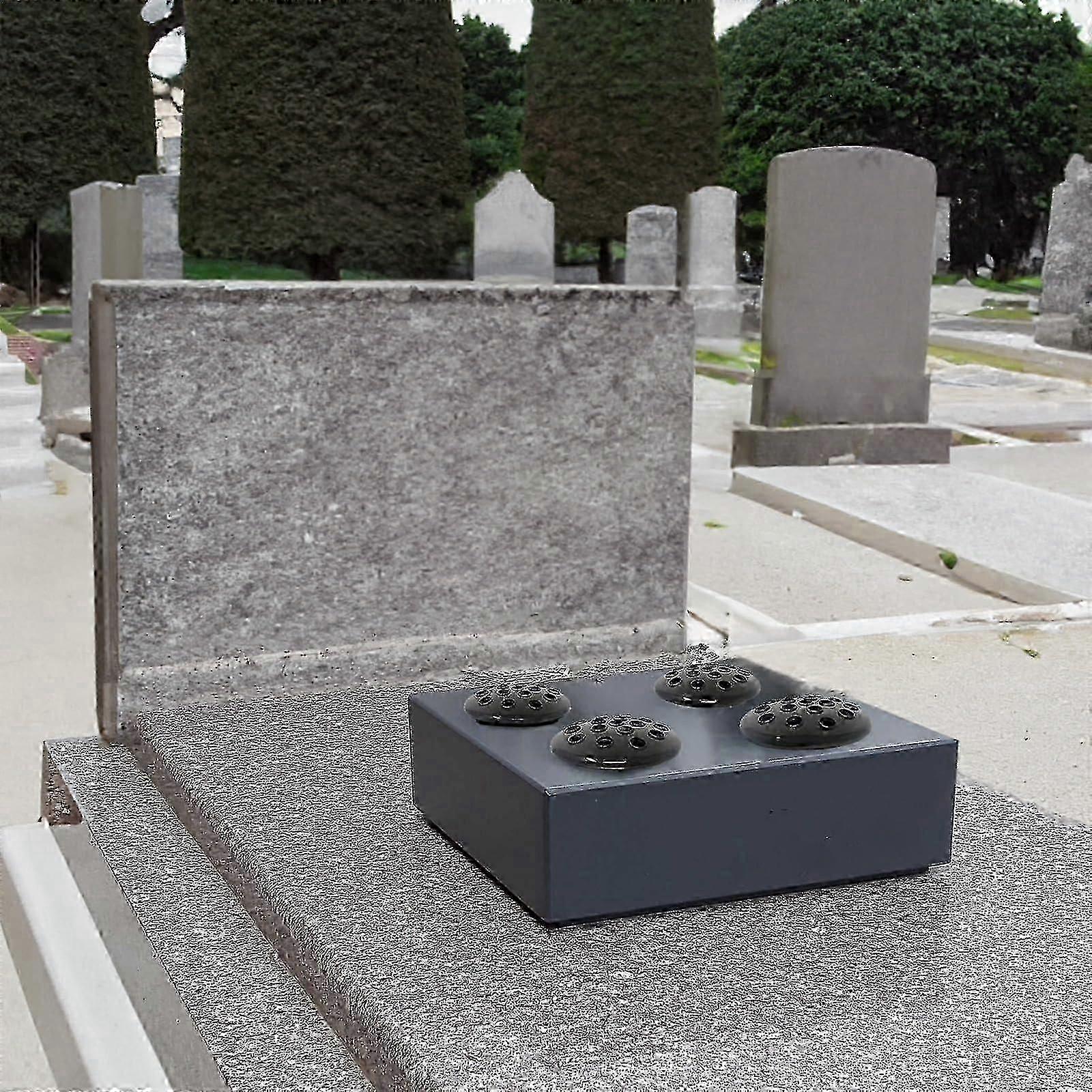 Black Grave Flower Holders, Memorial Vases for Graves Grave Flower Pots Insert in Grave-side ...