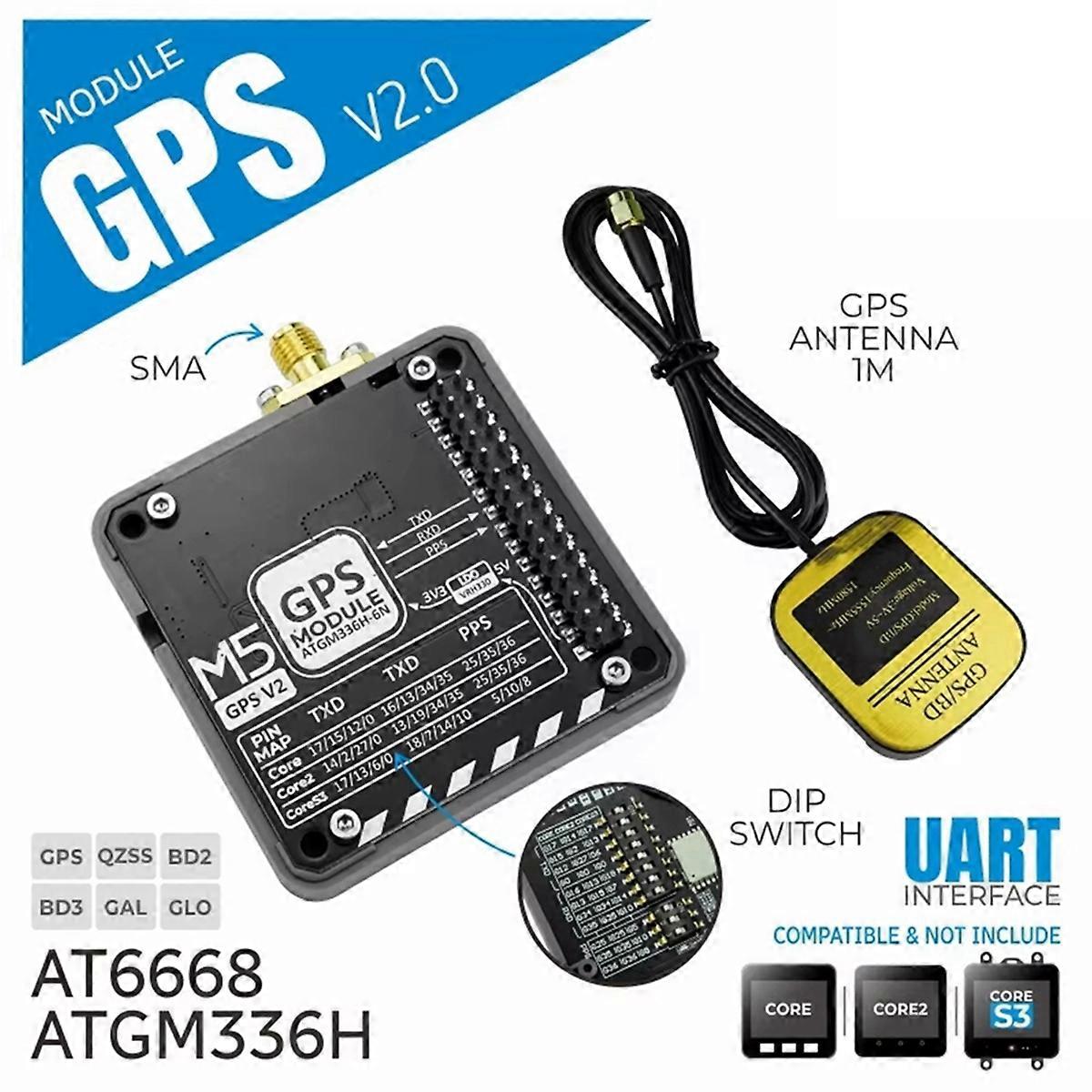 For M5Stack GPS Module V2.0 with External Antenna AT6668 Multi-System ...