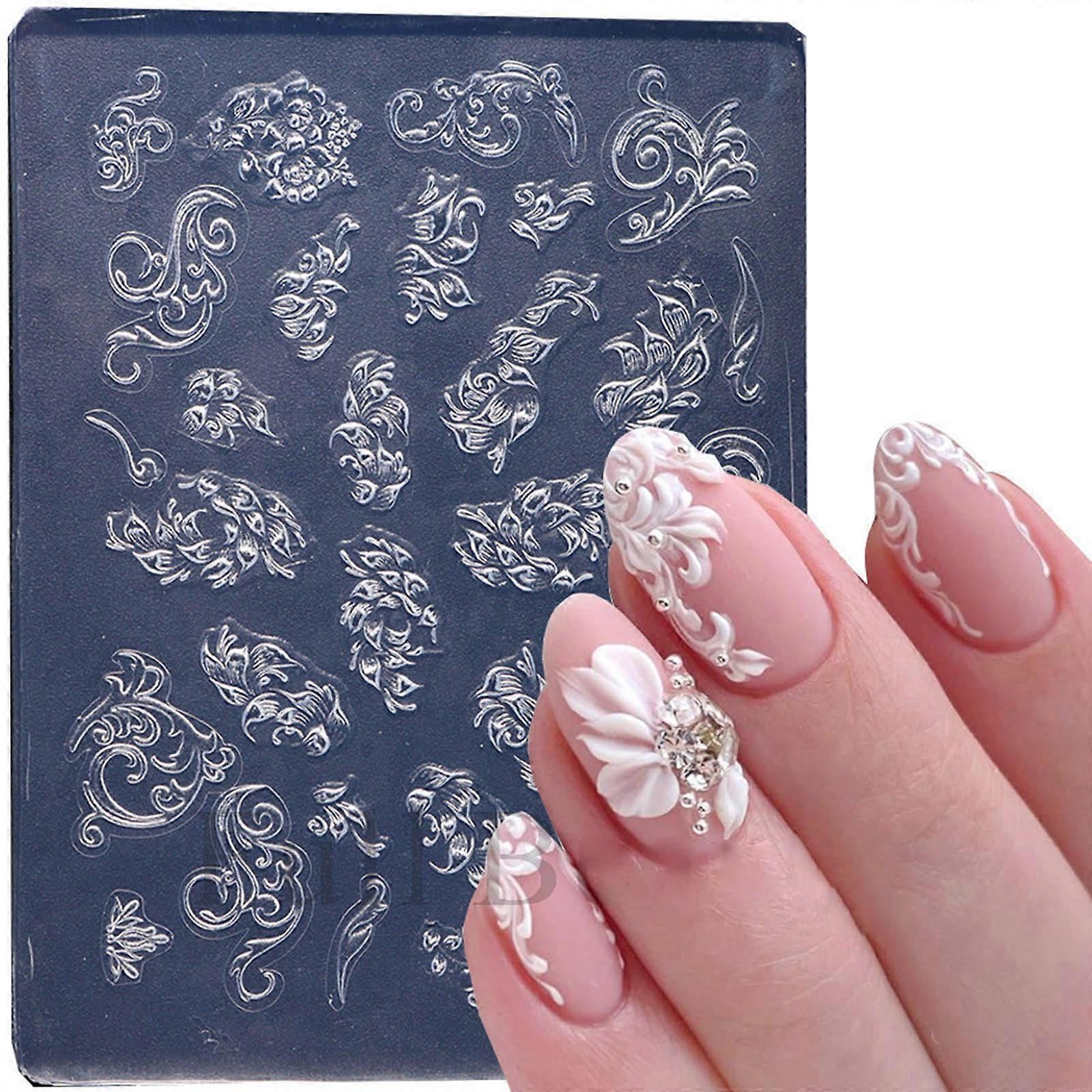 Nail Art Silicone Mold Beautiful 3D Nail Casting Molds Embossed Nail ...