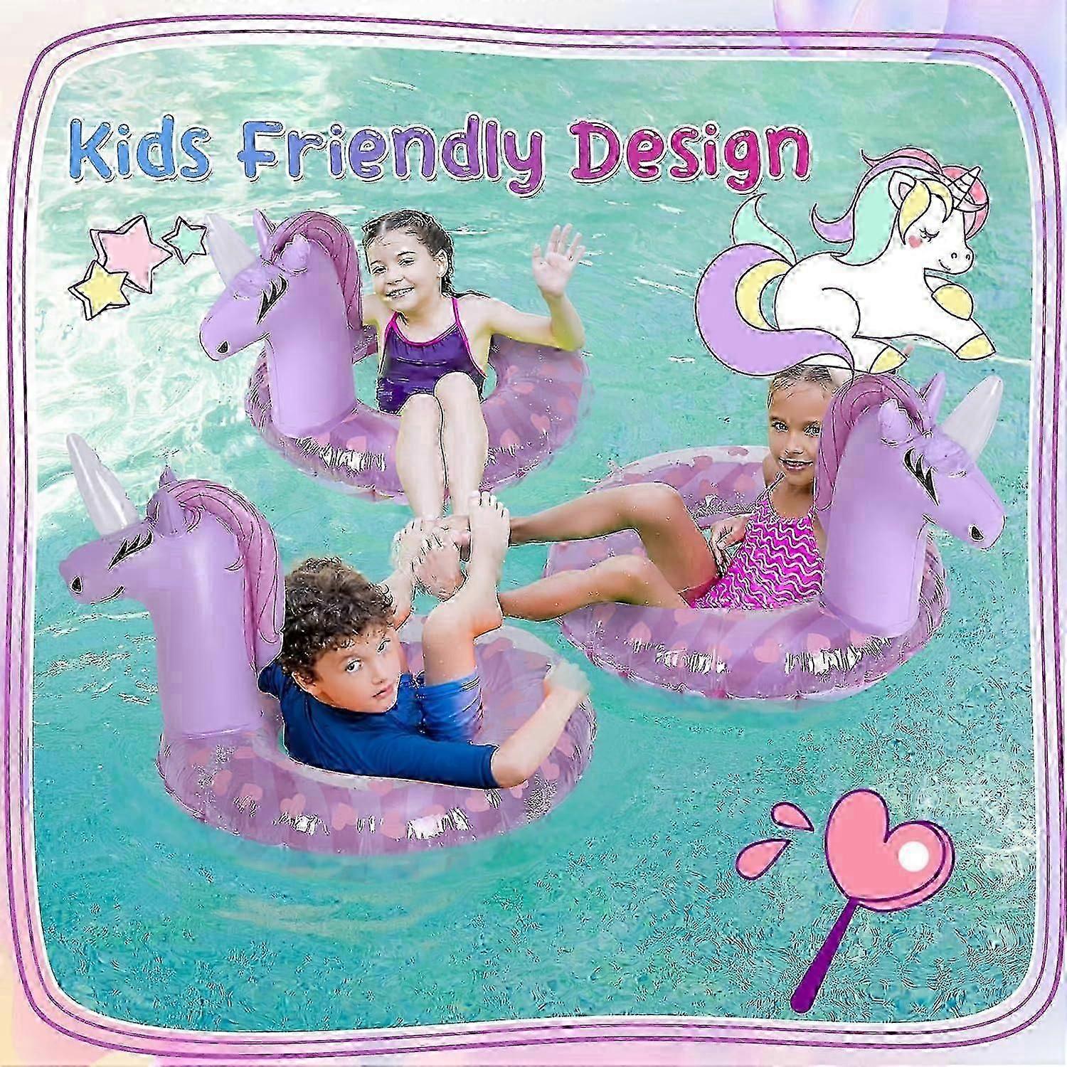 1 Unicorn Inflatable Pool Floats for Kids, Pool Float Inflatable Pool Rings with Glitter ...