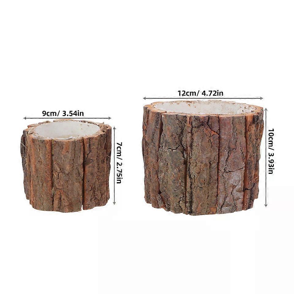 Tree Stump Planter, 2Pcs Rustic Wood Flower Pots for Home Garden Decor ...