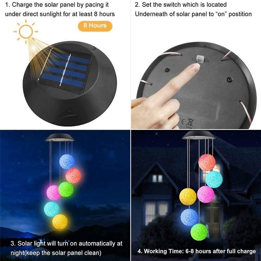 Color Changing Spiral Solar Powered Led Chime Night Light Romantic ...