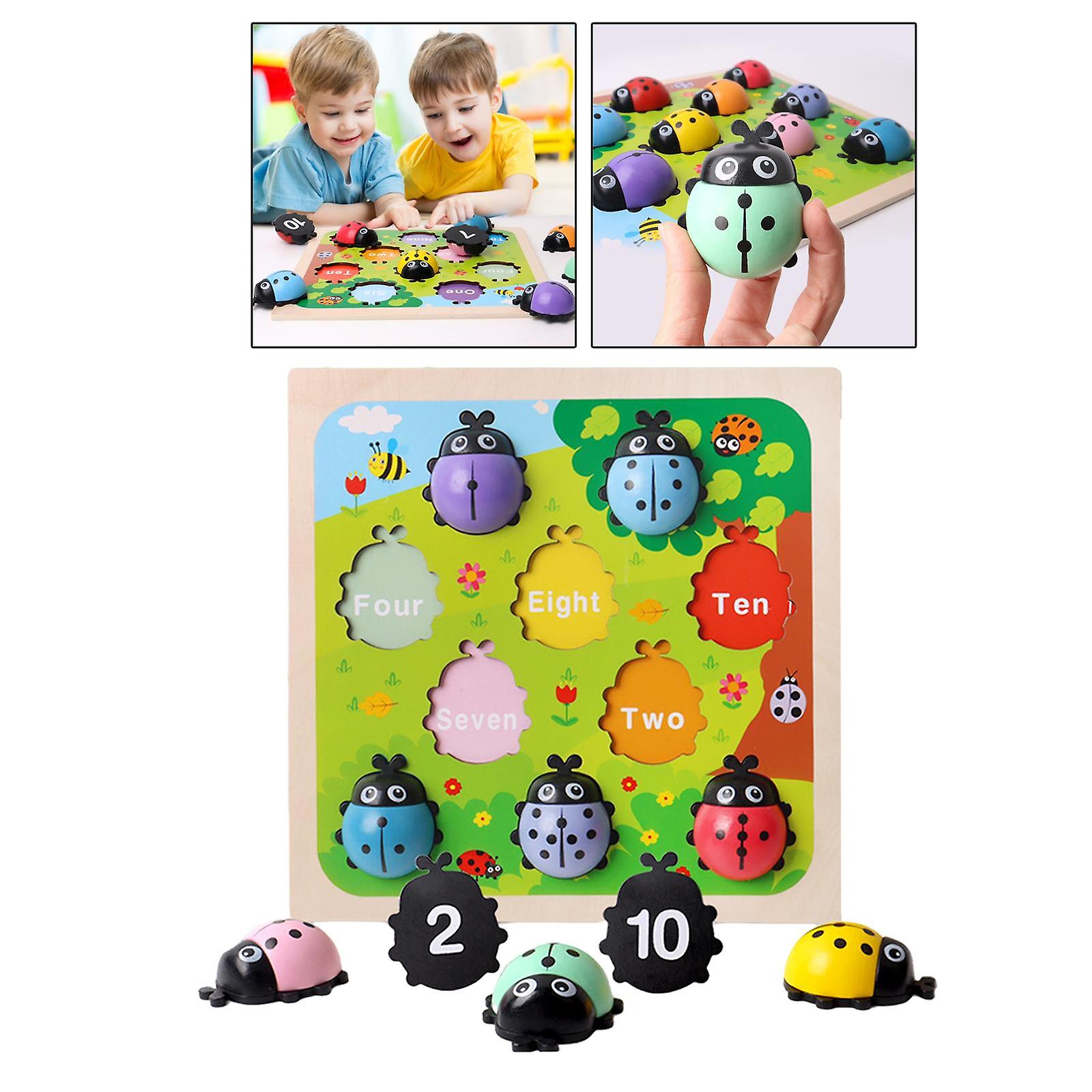 Wooden Toys Counting Beetle Number Learning Toy for Toddlers Children ...