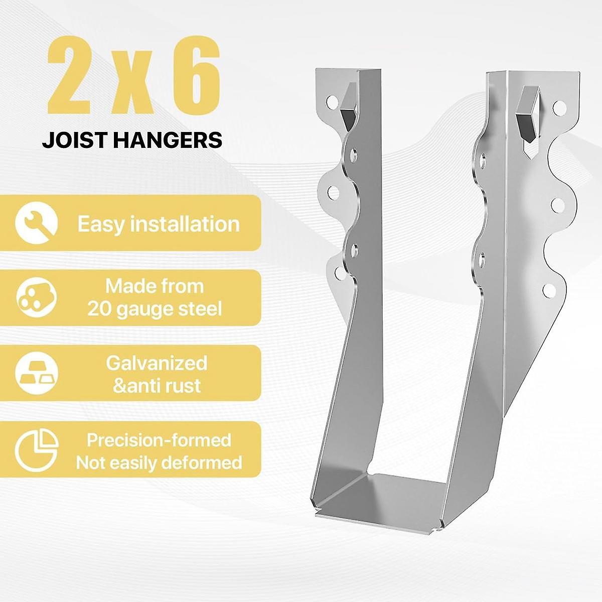 10Pcs 2x6 Joist Hanger,Gauge Double Shear Face Mount Joist Hanger ...