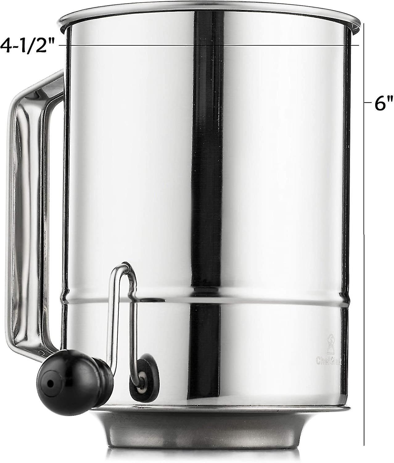 Flour Sifter 8 Cup Stainless Steel Rotary Hand Crank, Baking Sugar ...