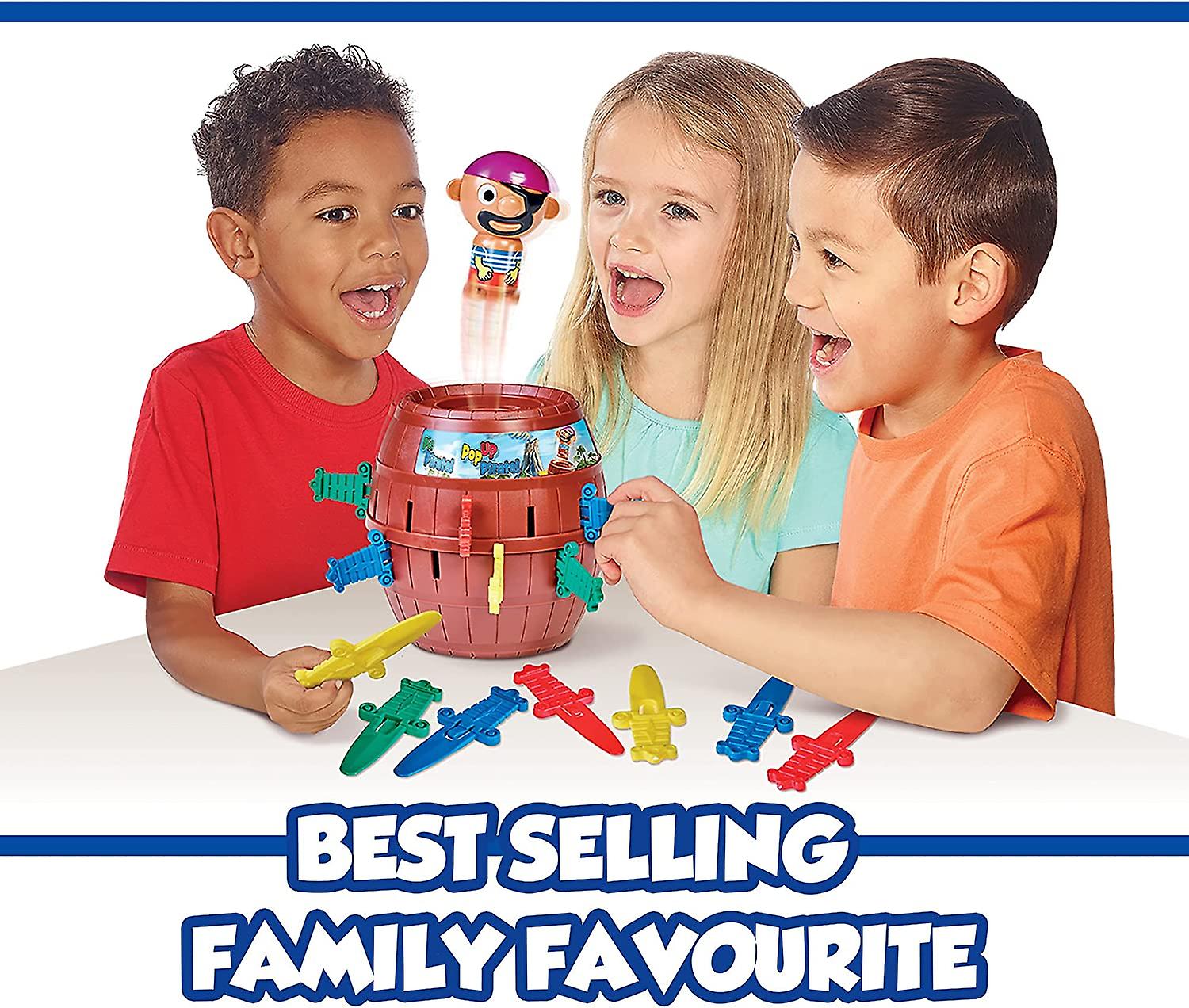 Pop Up Pirate Classic Children's Action Board Game Toy, Wood-Choc Brown ...