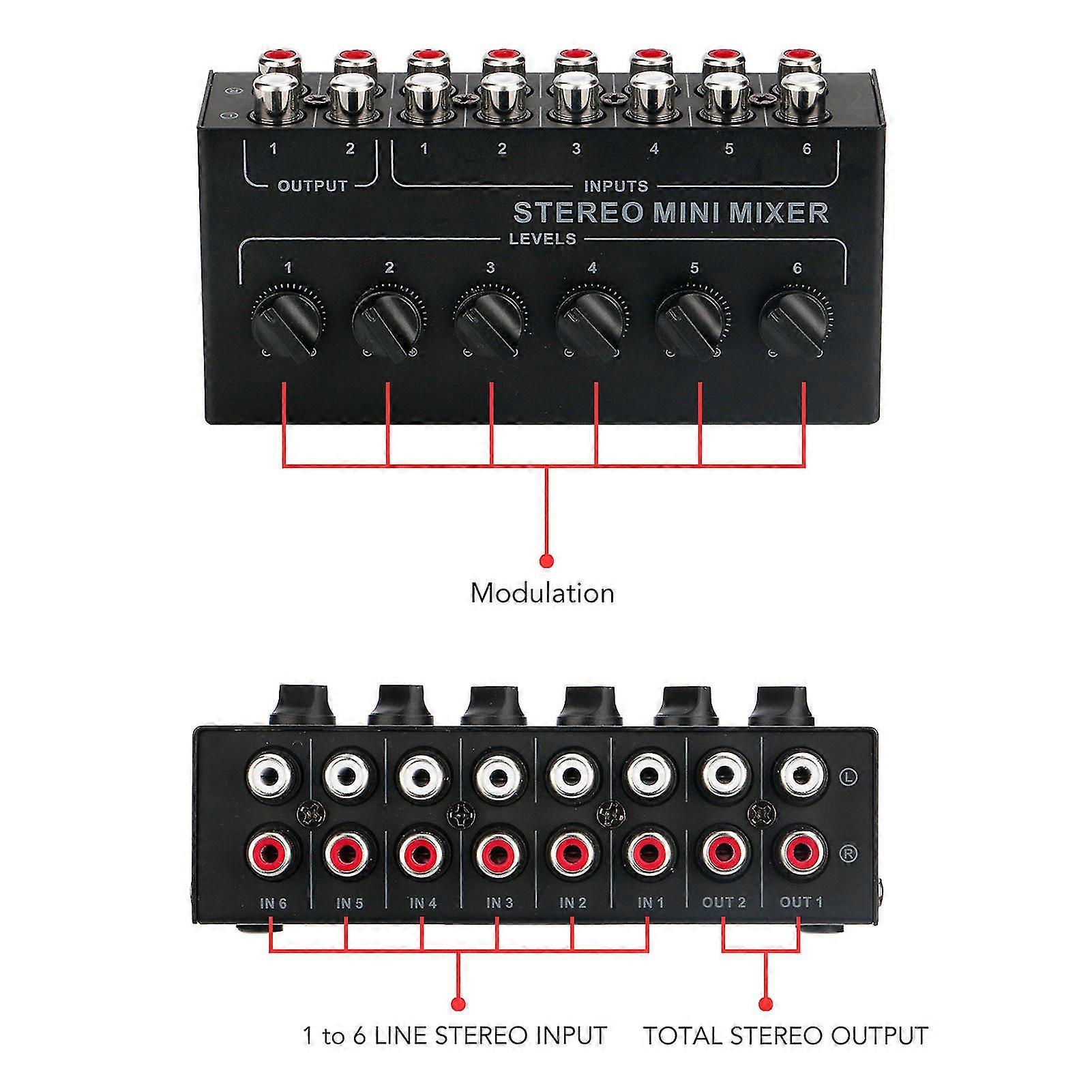 Mini Stereo 6 Channel Passive Mixer Rca Portable Audio Mixer 6 In 2 Out ...