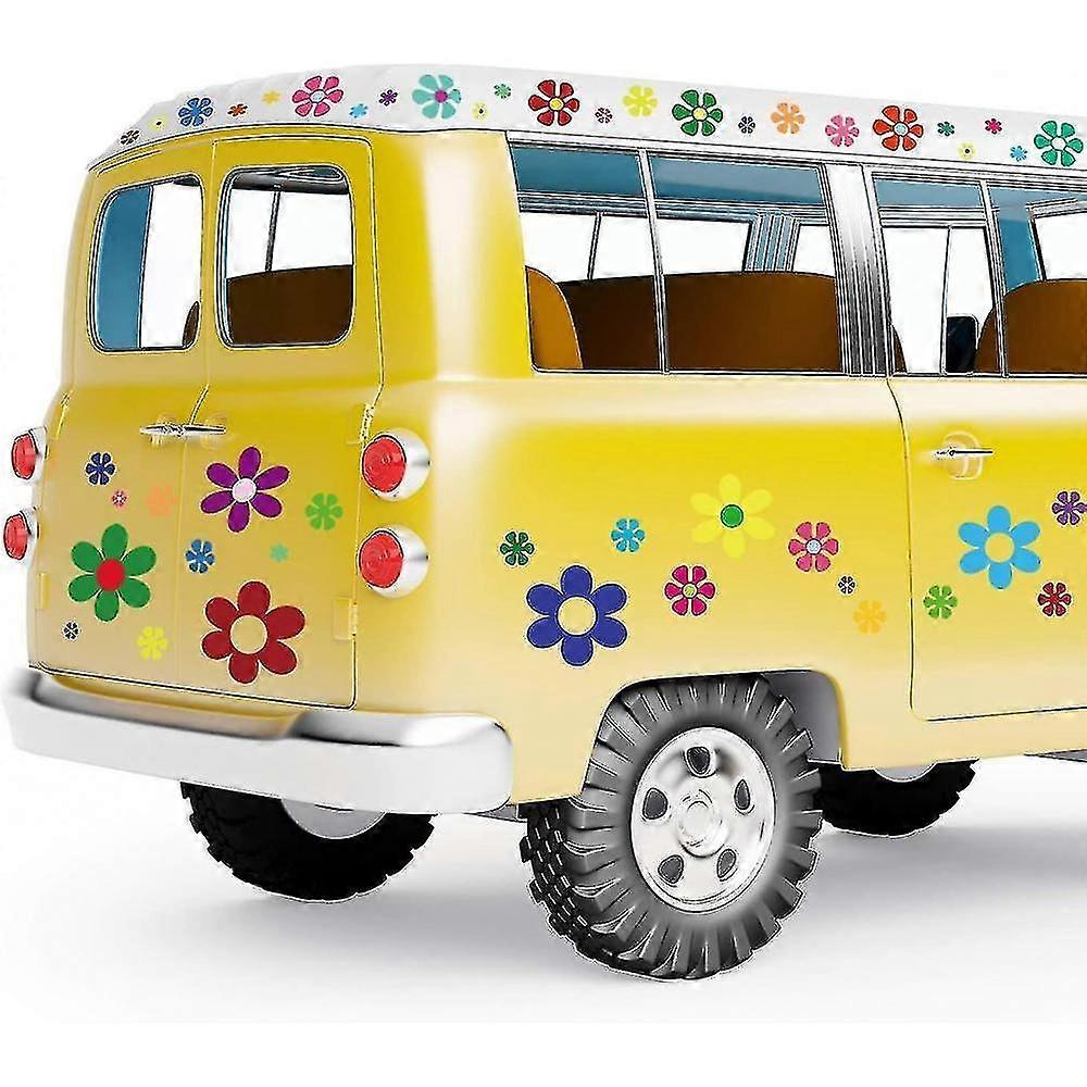 96 Pieces Car Flowers Stickers 60's Hippie Theme Party Stickers ...