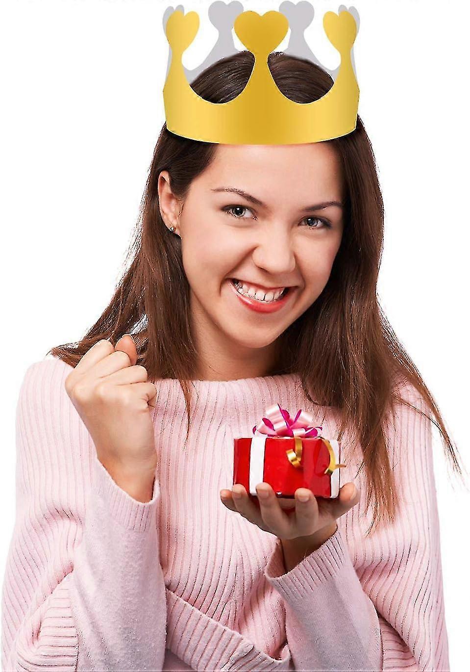 48 Pieces Paper Crowns Gold Party Crown Paper Hats Gold Card Crown for Party and Celebration ...