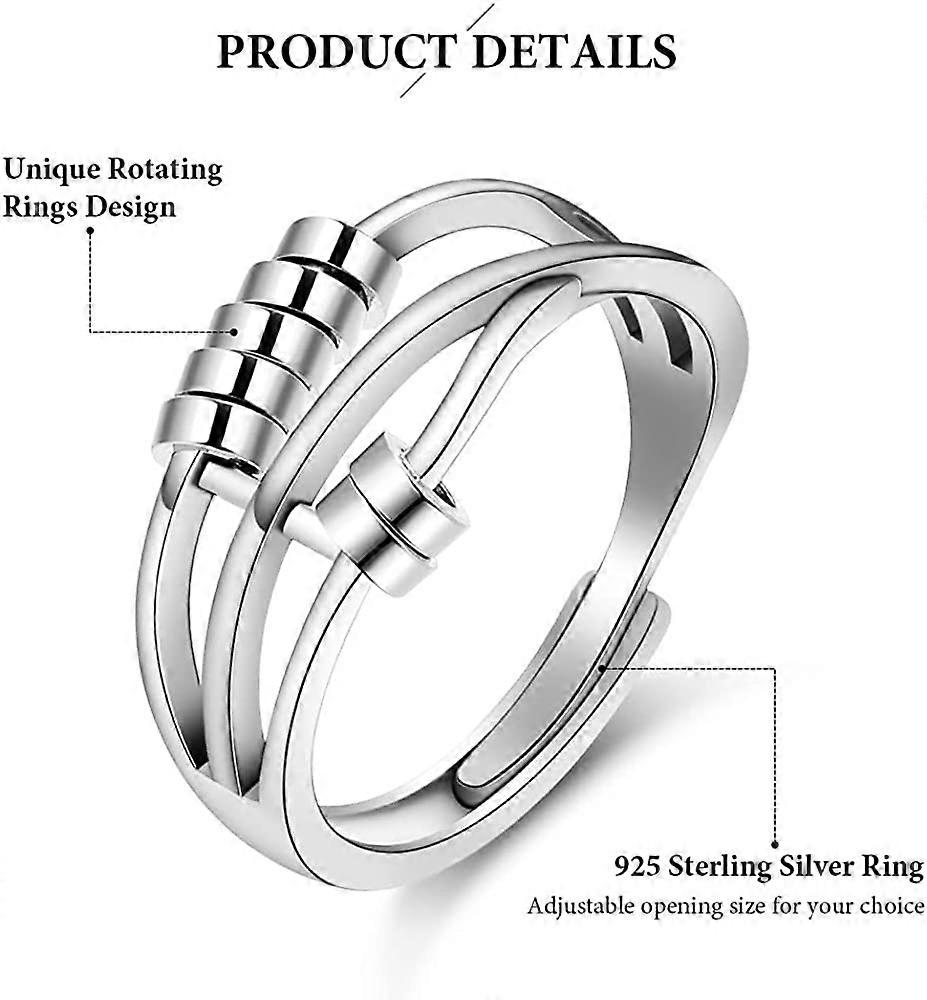 6 PCS Anti Anxiety Fidget Ring for Women, Adjustable Open Rings ...