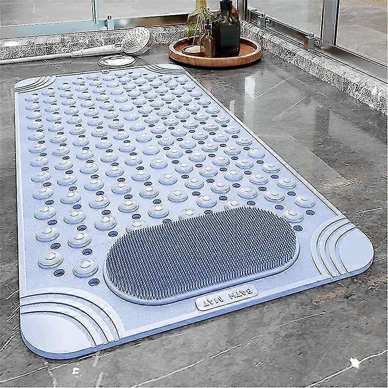 Bathtub Mat Non-slip Rubber Shower Mat With Drain Holes Suction Cups ...