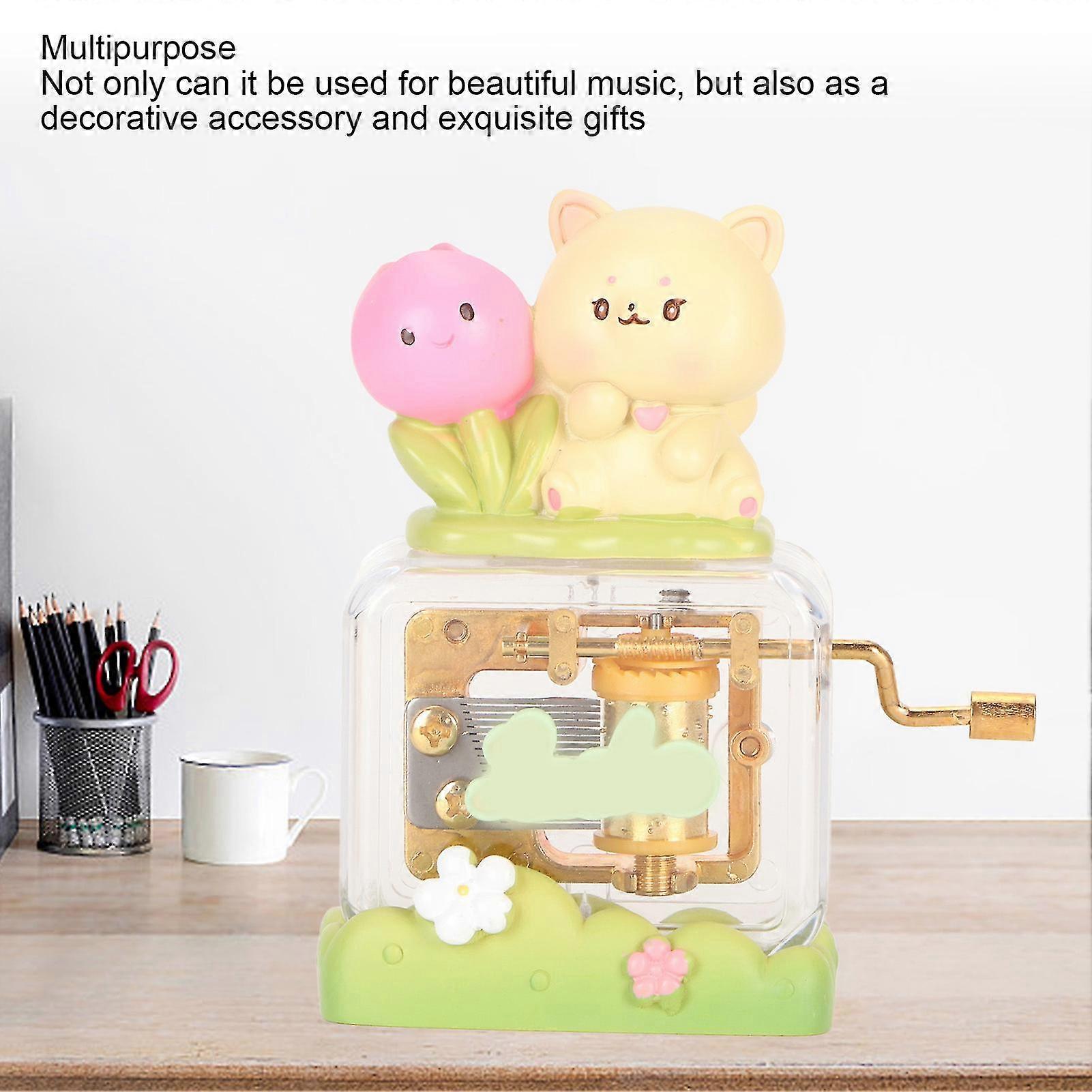 Clear Hand Crank Music Box Cute Cartoon Shape Decorative Transparent ...
