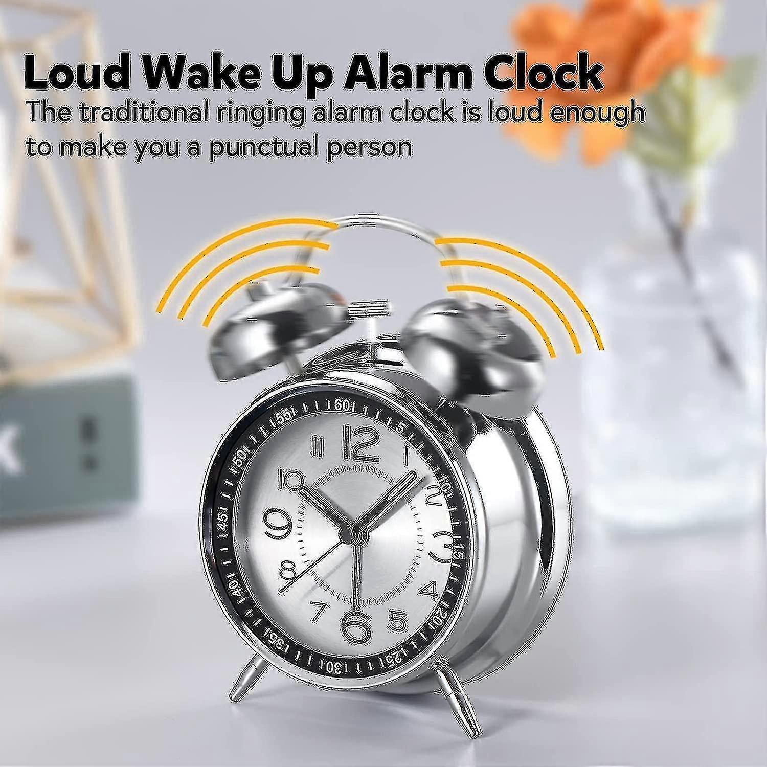 Loud Alarm Clock For Heavy Sleepers Adults,4 Inch Silent Non-ticking ...
