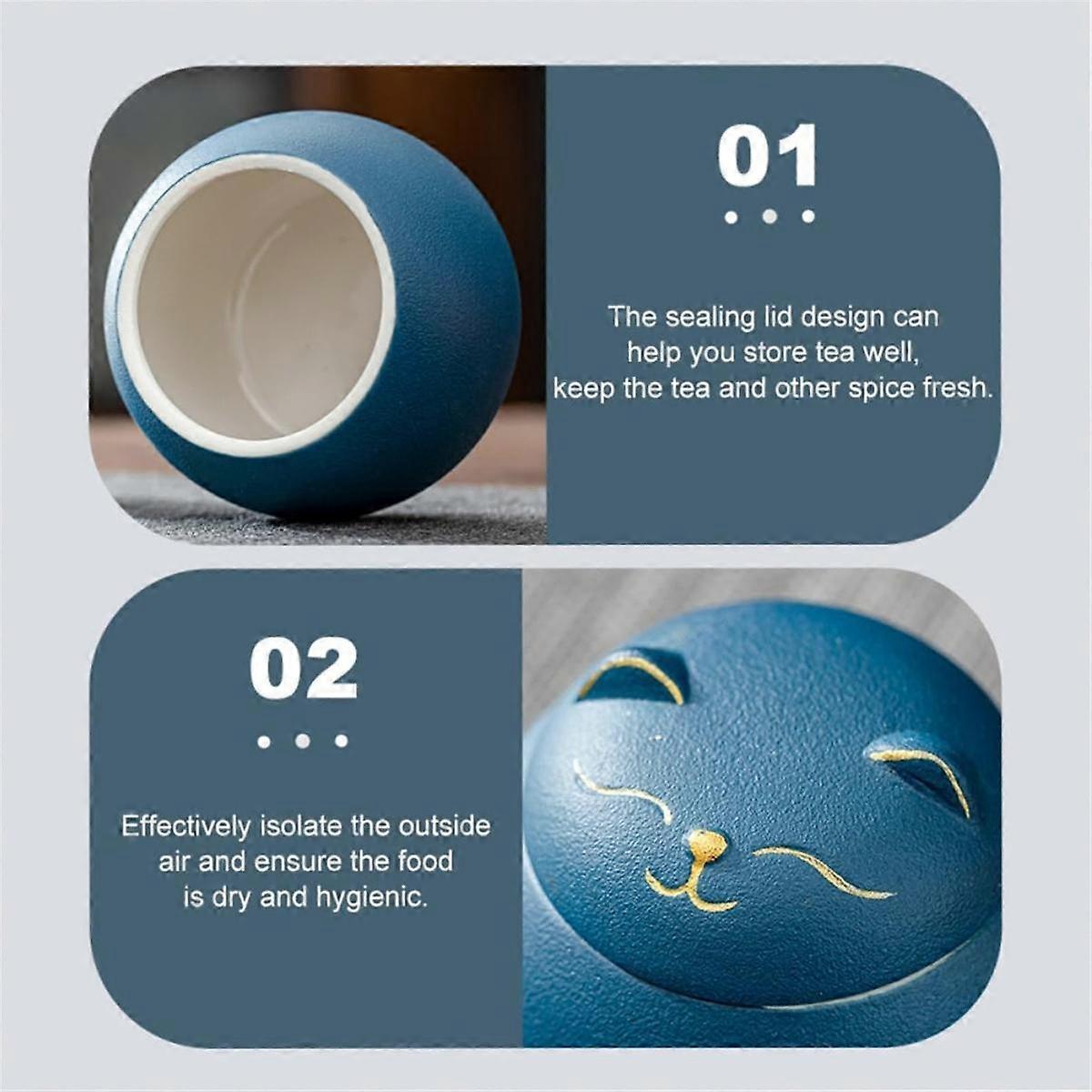 Ceramic Airtight Jar Tea Storage Jar Cat Shape Storage Jars Porcelain ...