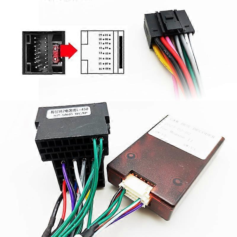 ISO Cable Adapter CAN Bus Decoder Box 16 Pin Plug Connector Car Android ...