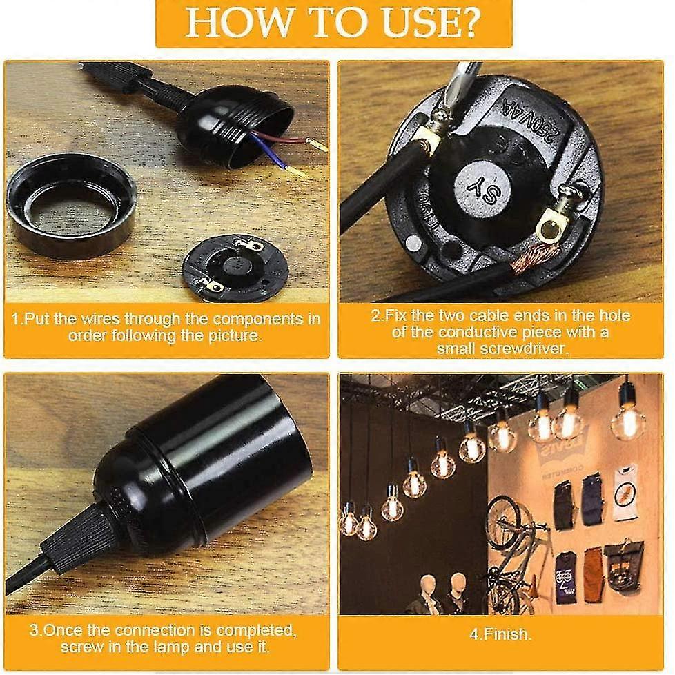 6 Pcs E27 Lamp Socket Bakelite Retro E27 Lamp Holder 250v 4a E27 Socket ...