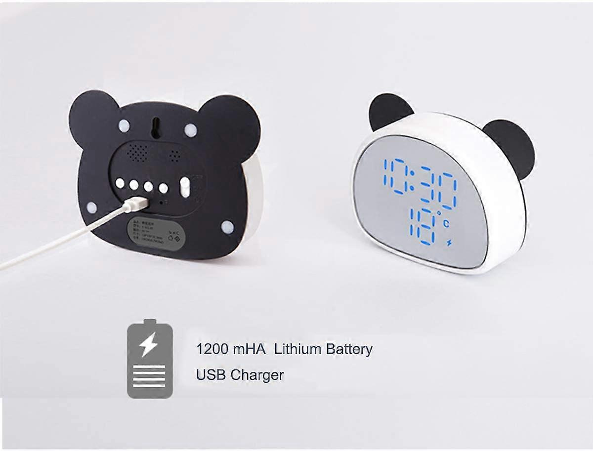 Cute Panda Alarm Clock,Digital LED Desktop Clock for Bedside (Black ...