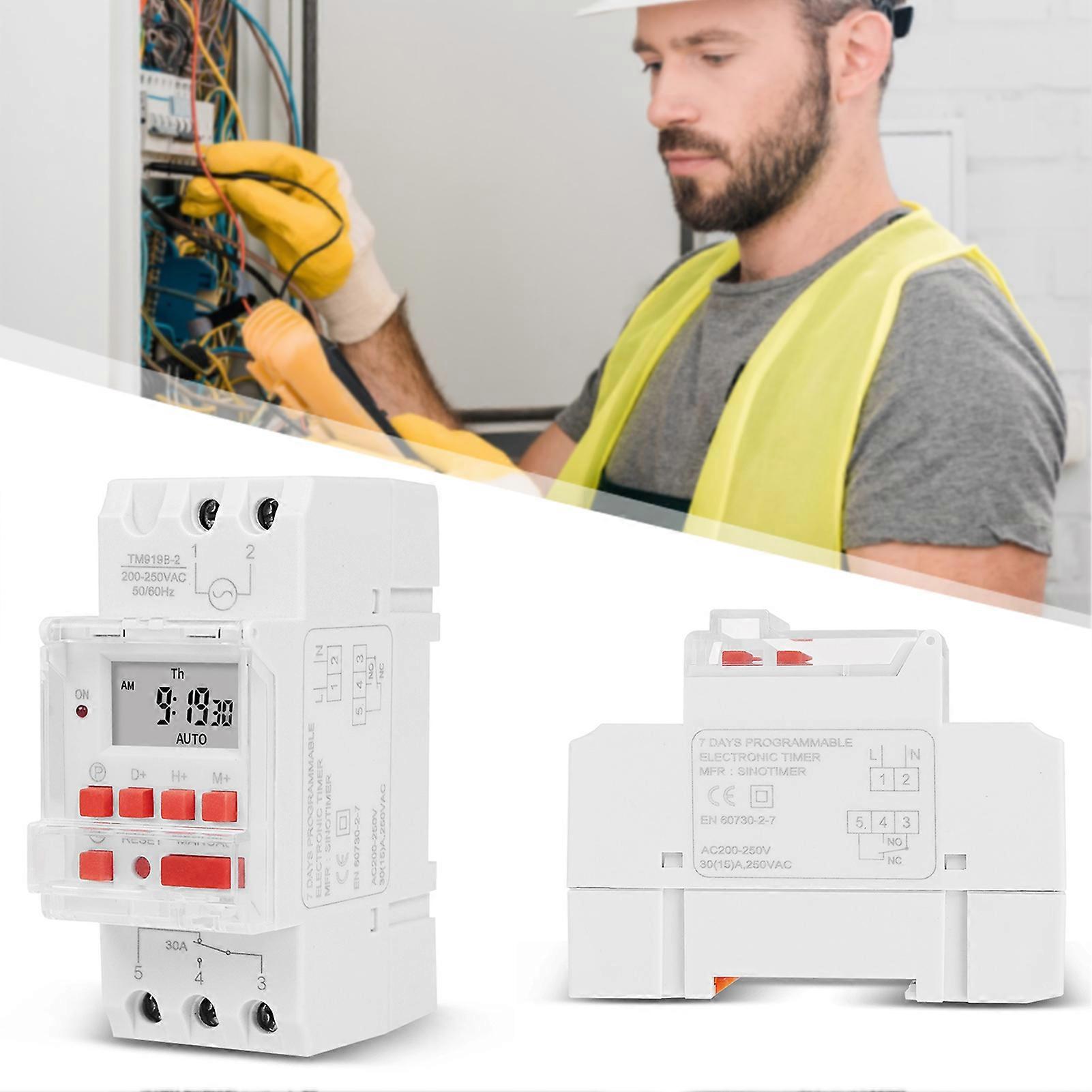 TM919B-2 220V LCD 7 Days Programmable Digital Timer Switches Accurates ...