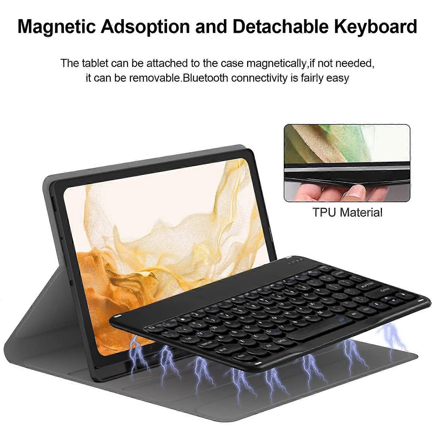 For Samsung Galaxy Tab S7 FE/S7+/S8+ Wireless Bluetooth Keyboard+Tablet ...