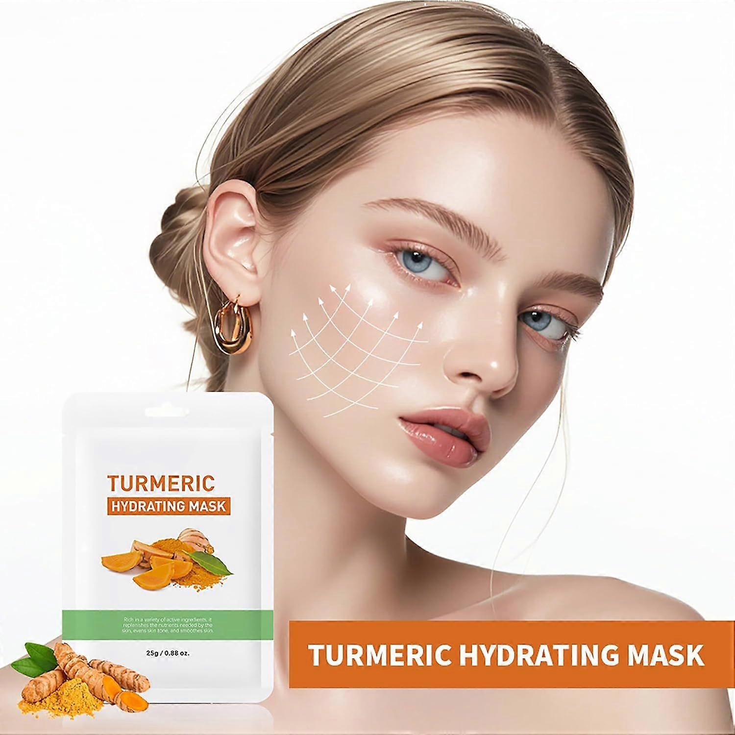 5 Pcs Turmeric Hydrating Mask for Ance, Restore Fragile Skin, Soothes ...
