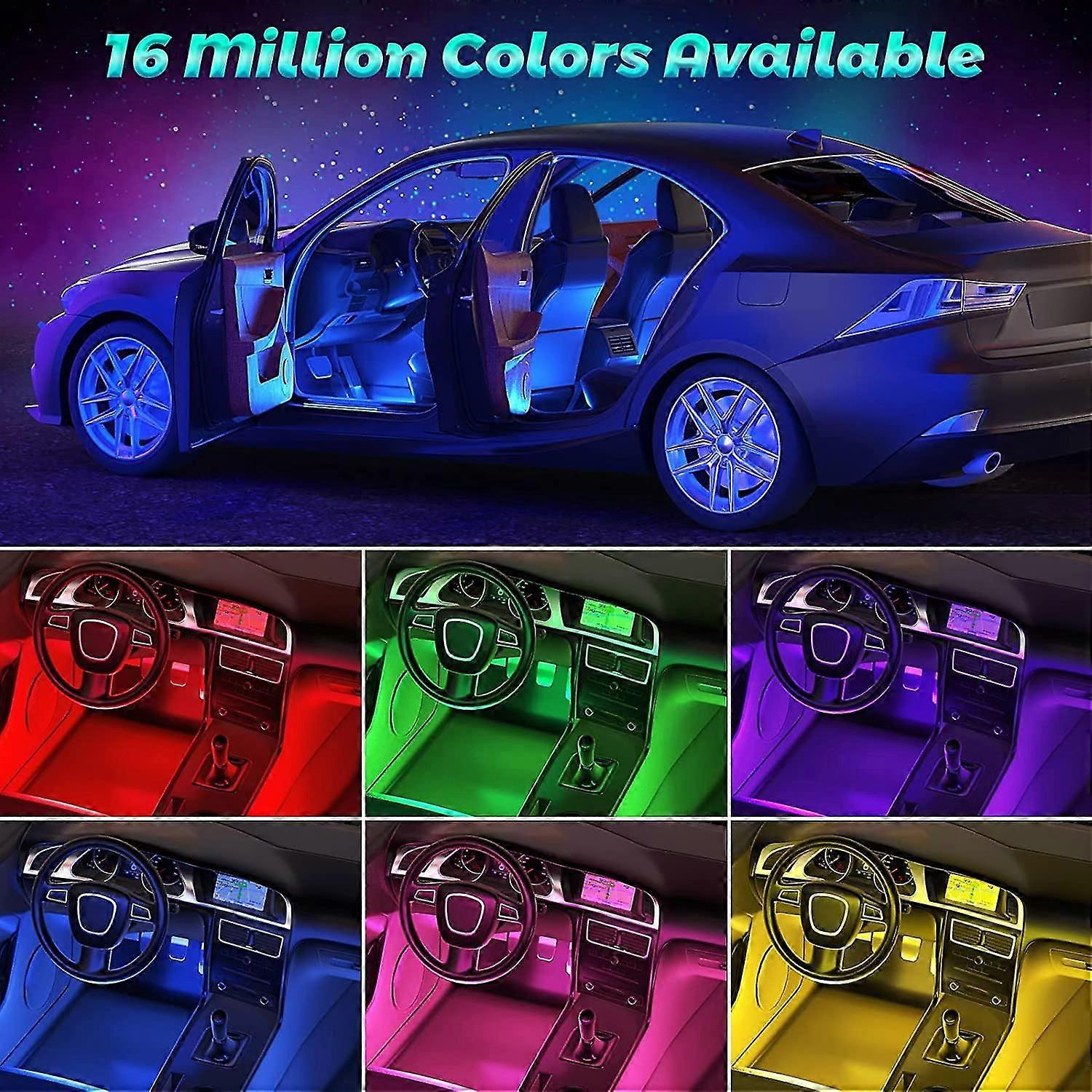 Car Led Interior Lights, 4 Pcs Car Led Strip Light Car Accessories With ...
