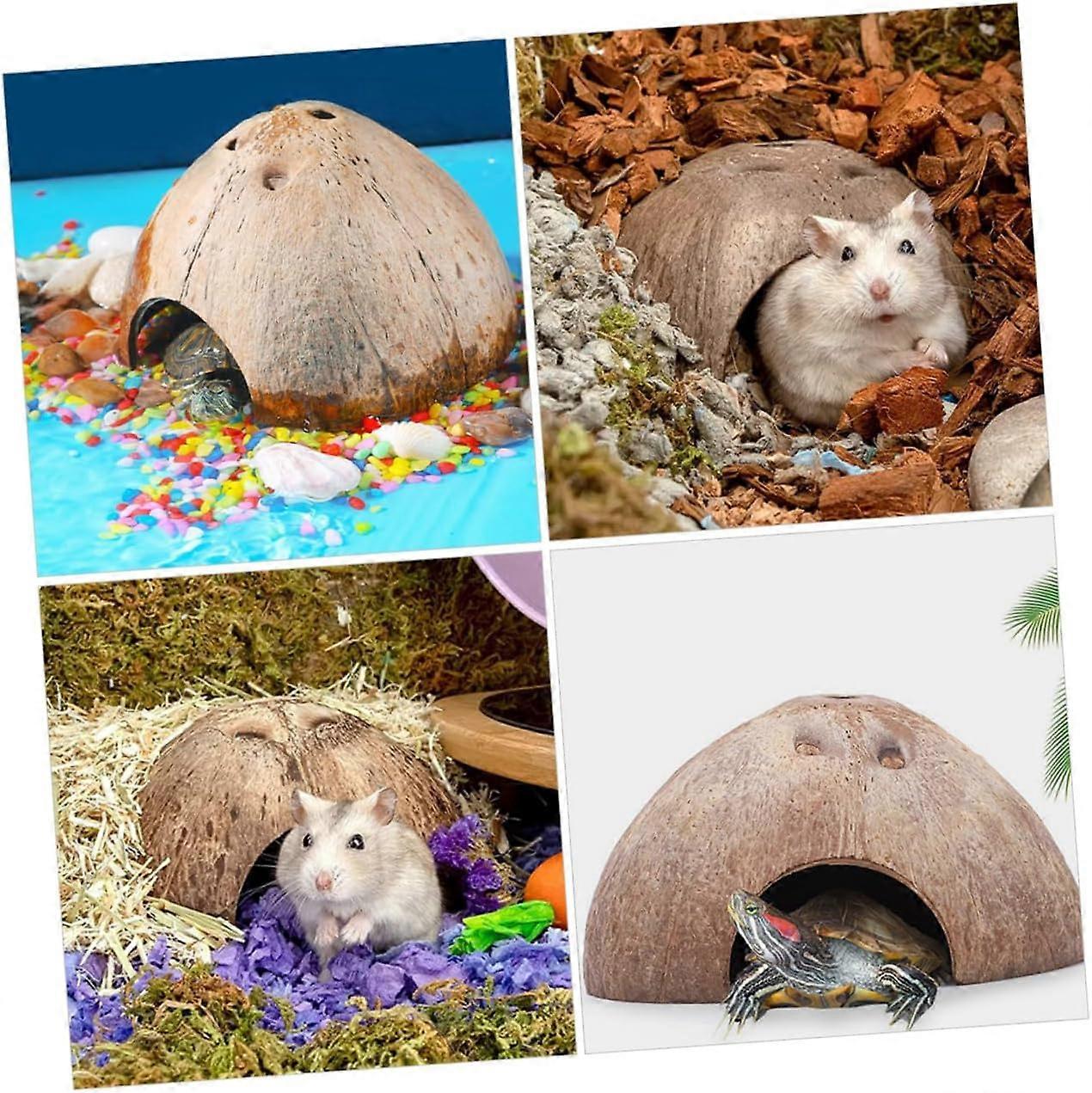 3pcs Natural Coconut Shell Rat Hideout BiteResistant Hamster Cave ...