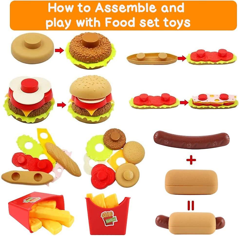 Kids Toys Burger, 20 Pcs Kids Play Food Set Toddlers Pretend Toy Food ...