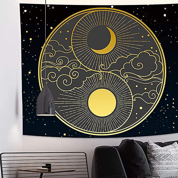 Sun and Moon Tapestry Tai Chi Wall Hanging Auspicious Cloud Yin Yang ...