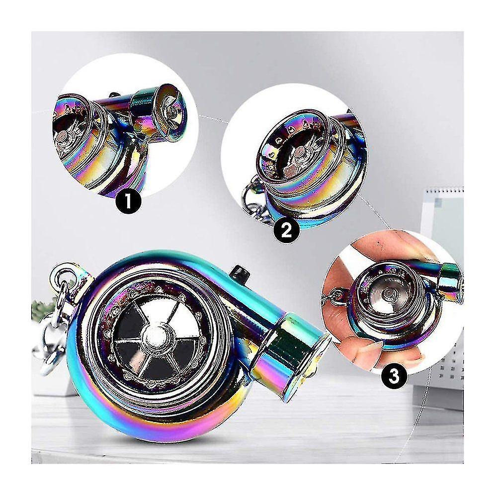 Car Metal Keychain Sound Turbo Key Plain Bearing Spinning Model Turbine ...