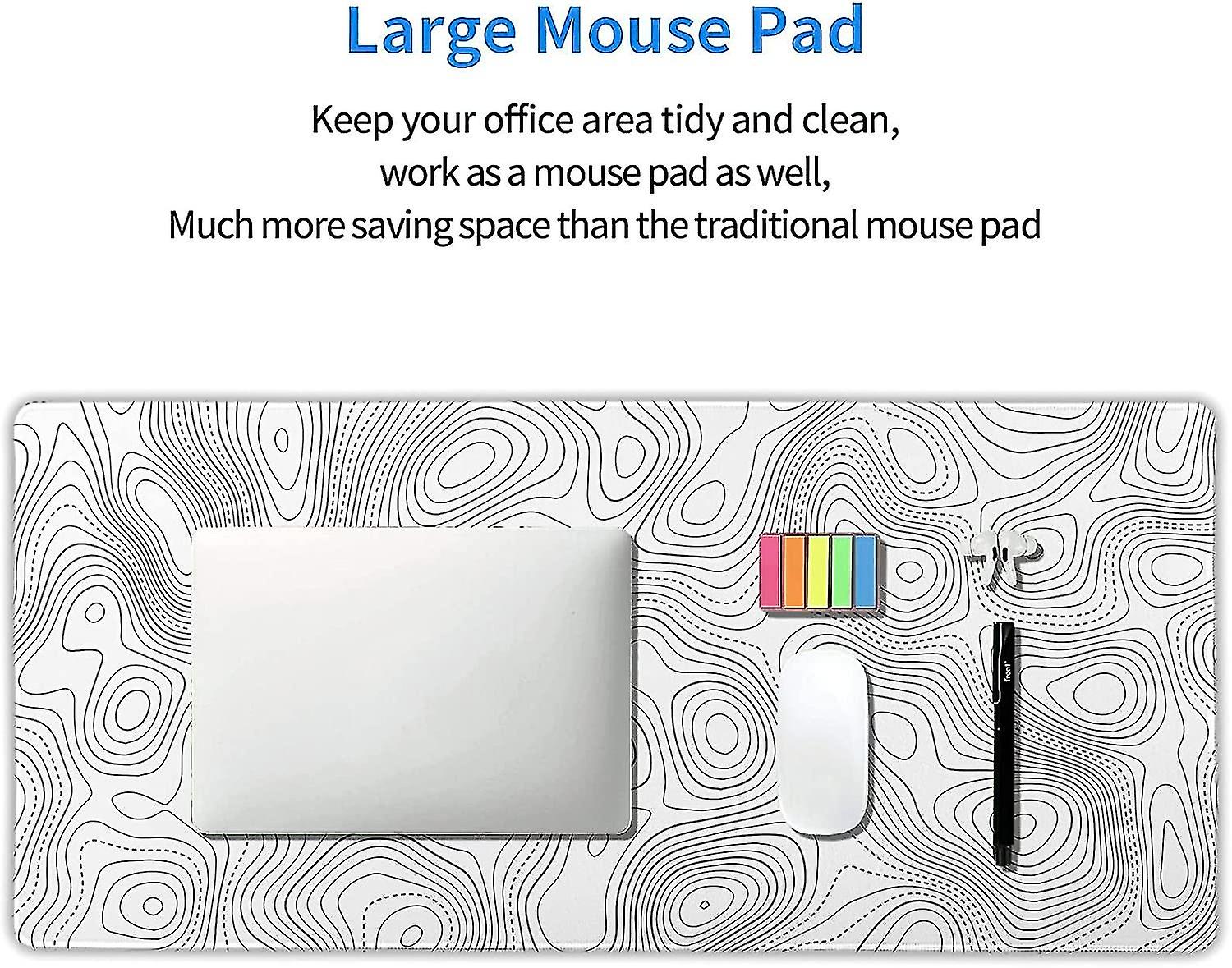 Topografisk kontur Hvit Gaming musematte xxl geografiske kart linjer ...