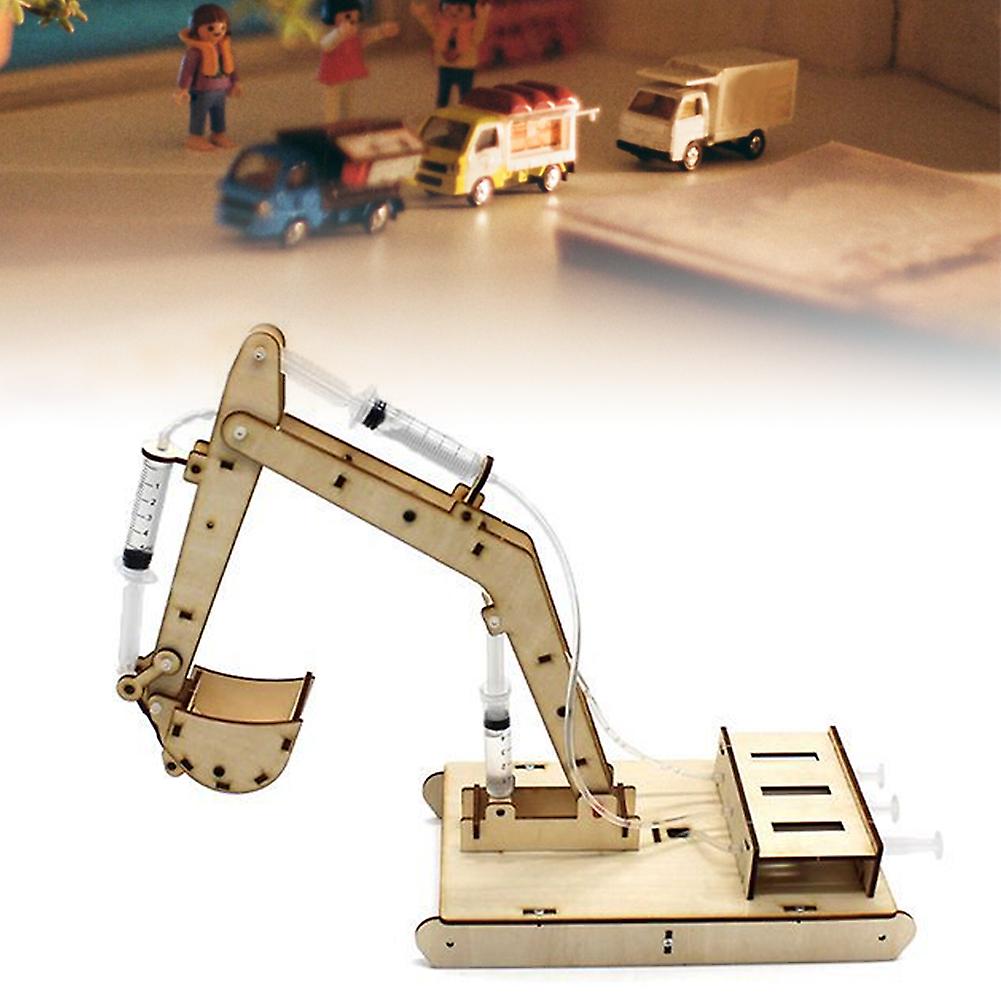 Manual Diy Model Toy Hydraulic Wooden Excavator Assembly Model Set ...