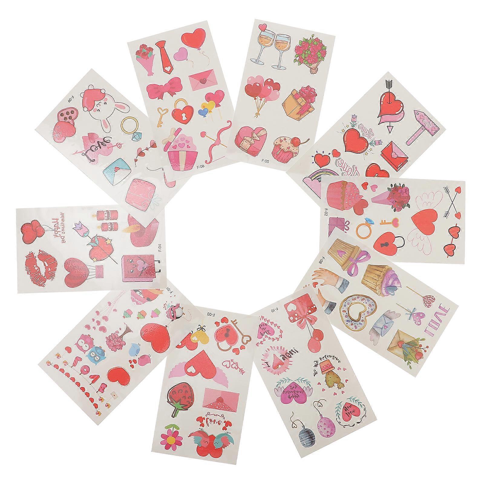 20 Sheets Love Theme Stickers Temporary Body Stickers Valentine's Day ...