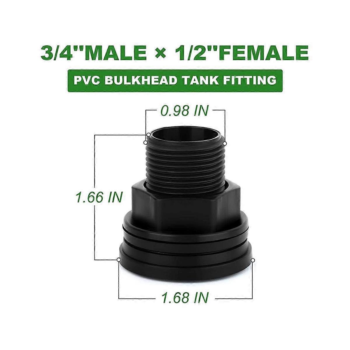 PVC Bulkhead Fitting Double Threaded Bulkhead Water Tank Connector for ...