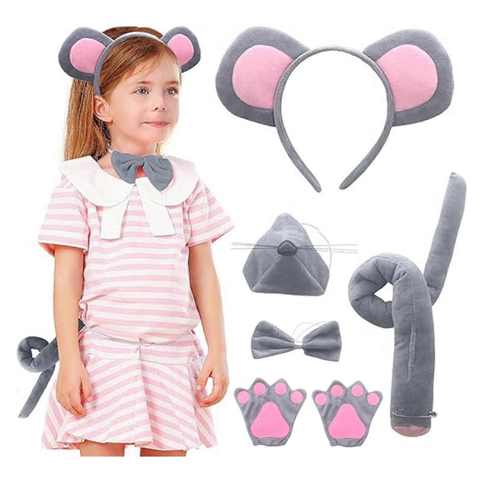 Mouse Costume Set Mouse Ear Headband Tail Nose Bow Tie Gloves Set ...