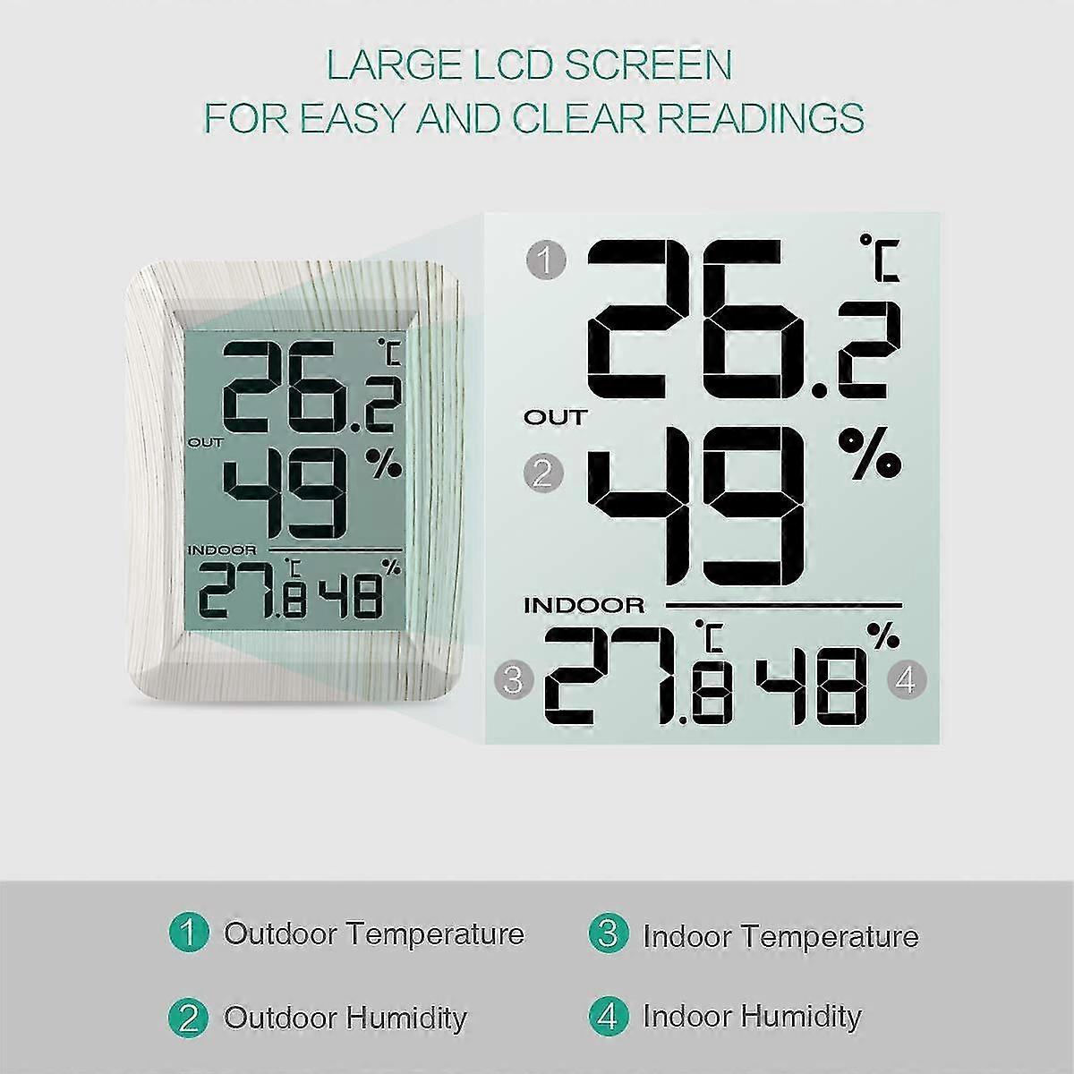 Oria Digital Indoor/outdoor Humidity Meter Temperature Mon With Wireless Sensor 328ft/100m Range ...