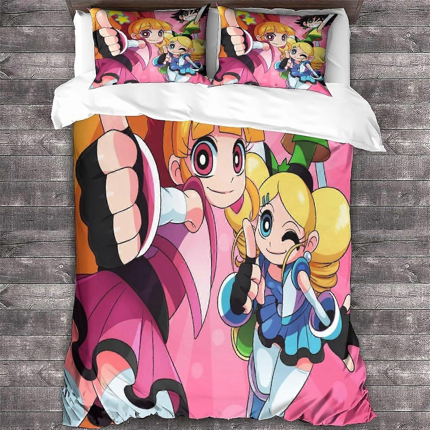 Powerpuff Girls 3D Bedding Set with Anime Duvet Cover Pillowcase, with ...