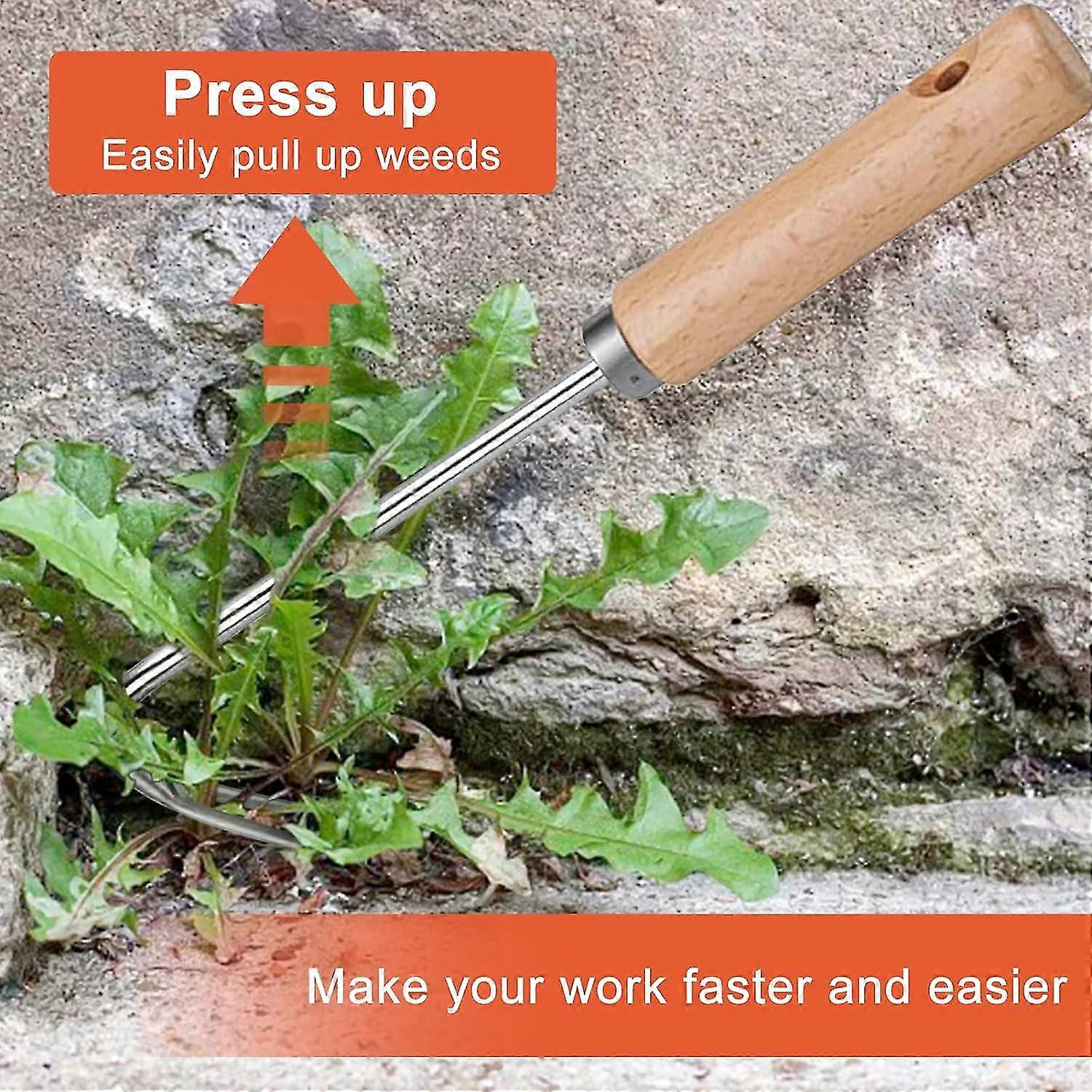 1PC Stainless Steel Weeding Tool, Manual Weeding Machine with Wooden ...