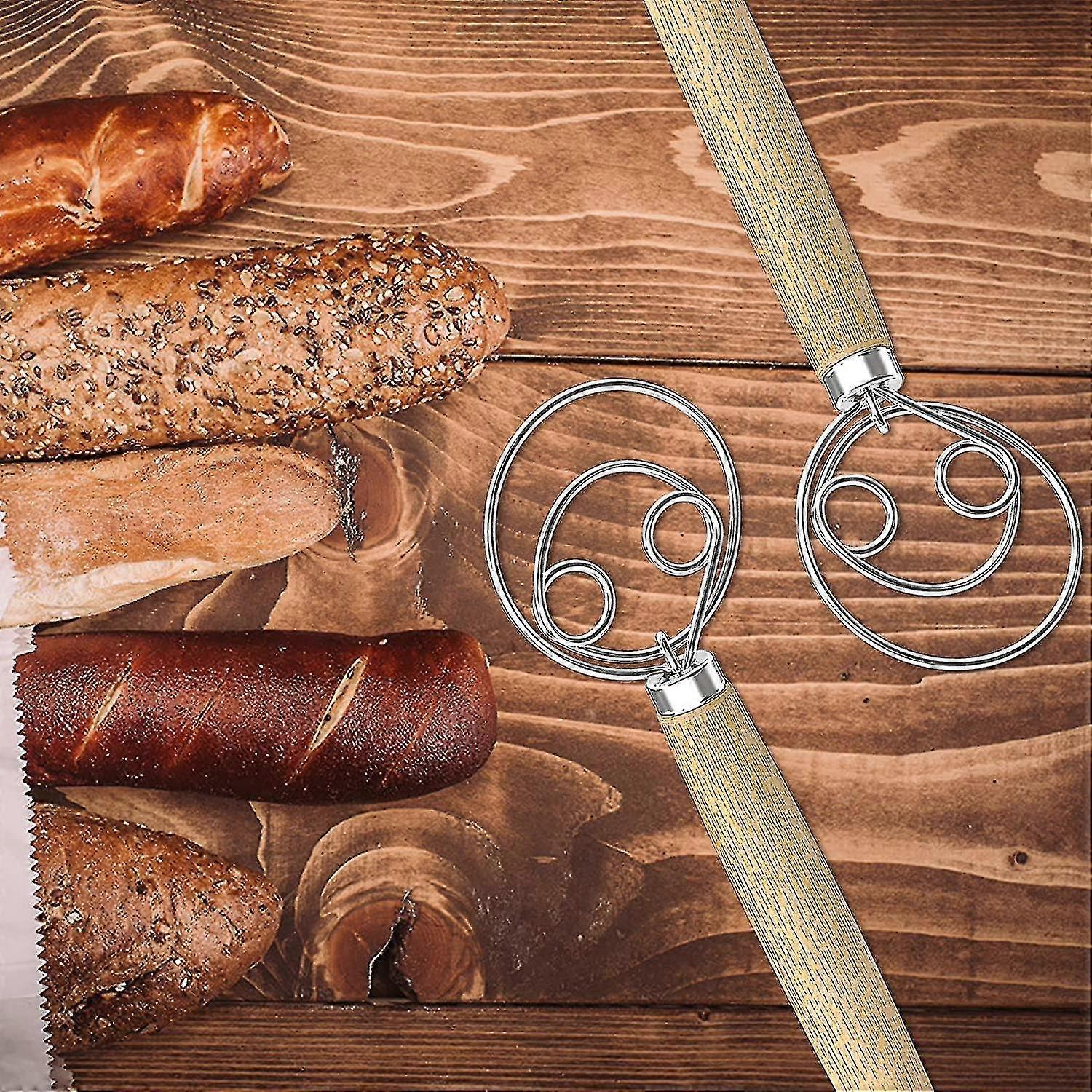 Danish Dough Whisk, 2 Pack Danish Whisk Hook 13inch Stainless Steel ...