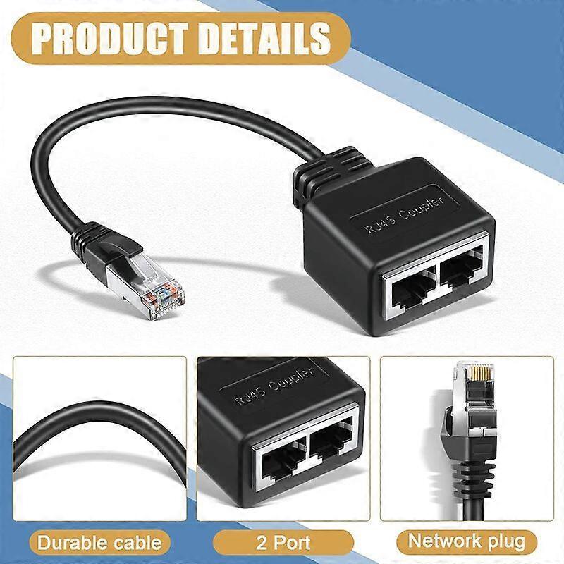 RJ45 Ethernet Cable 2 Pcs Network Adapter Ethernet Splitter Adapter ...