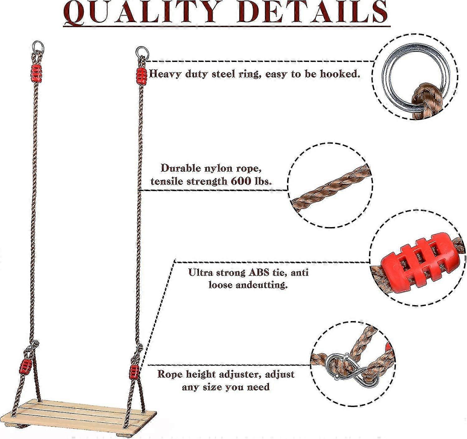 Tree Swing Ropes Hammock Straps-2pcs Adjustable Hanging Ropes Holds To ...