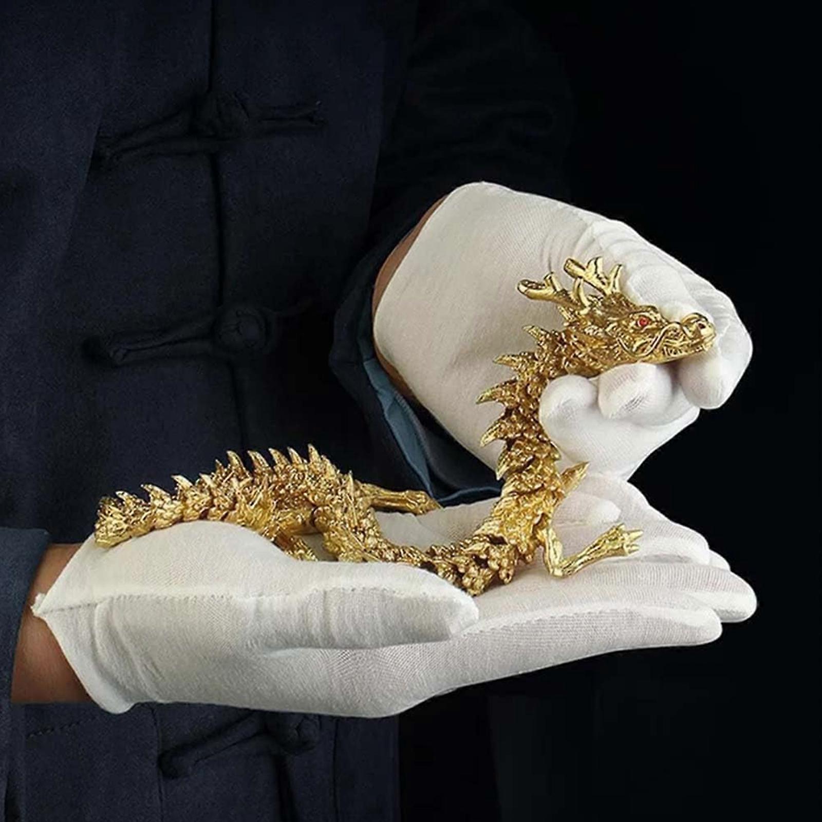 Gold Dragon with Movable Joints, Chinese Brass Feng Shui Dragon Statue ...