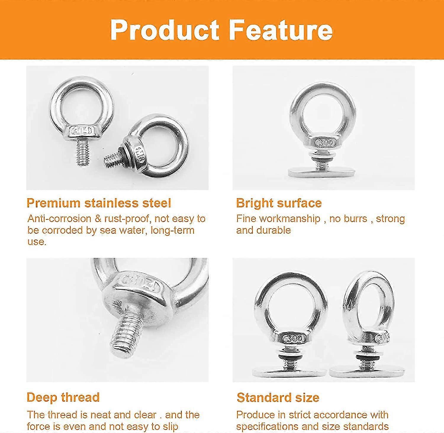 Set Of 4 Stainless Steel Lashing Eyelets For Kayak Rail - Accessory For ...