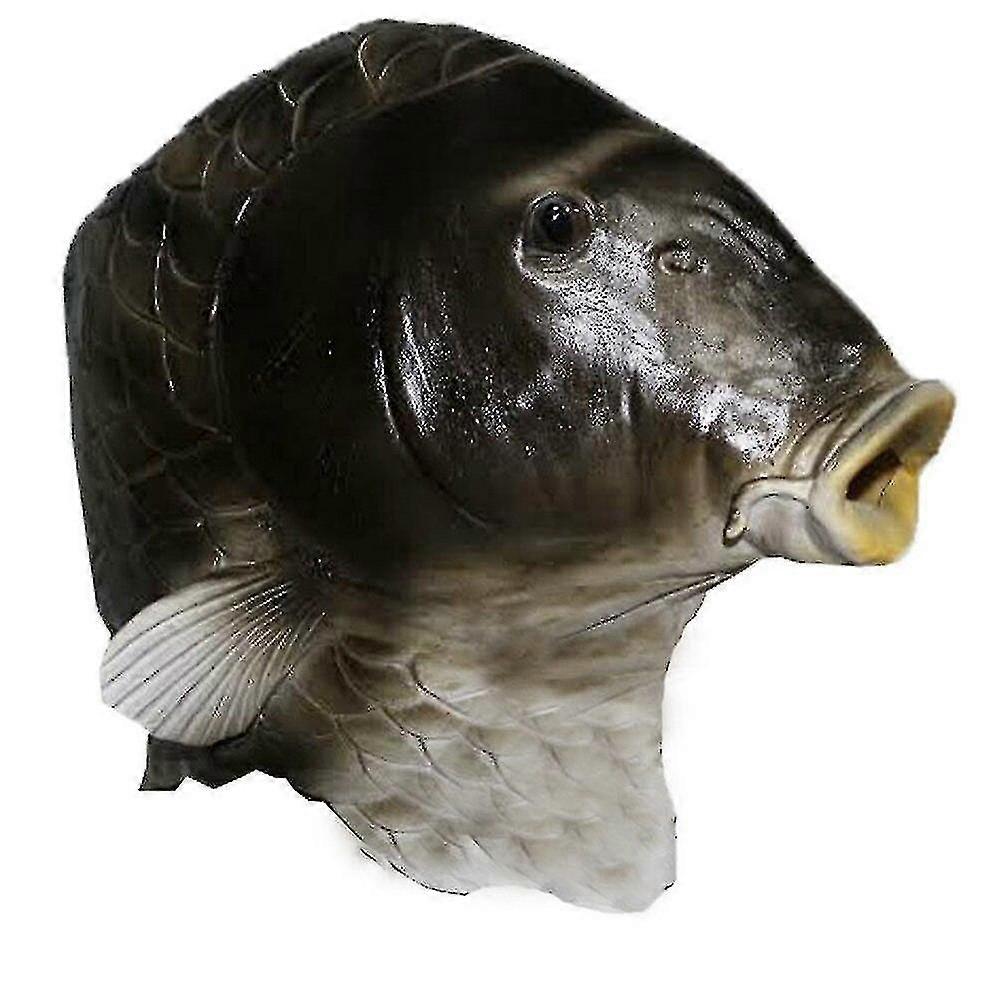 Black Fish Mask Latex Animal Head Mask Gray Fish Costume Headwear ...