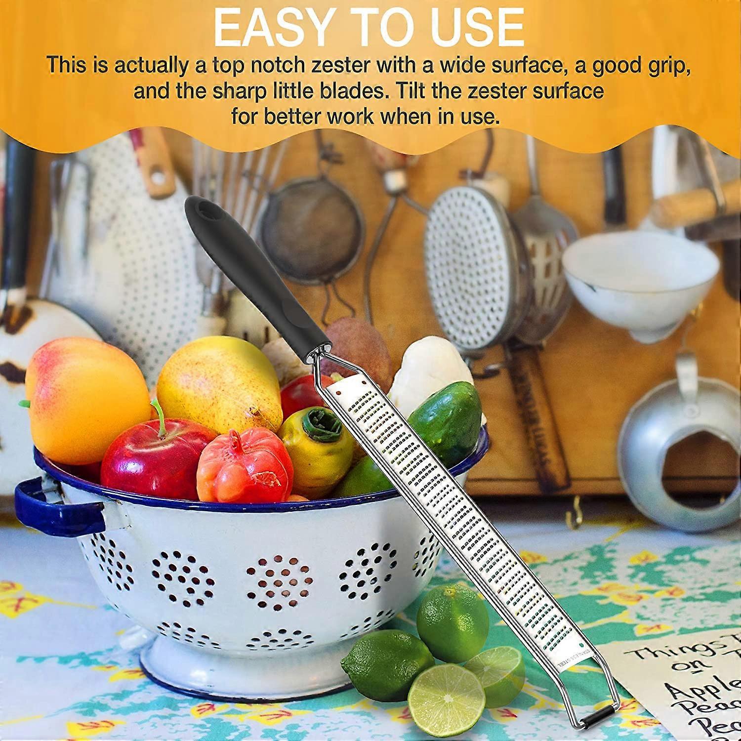 Lemon Zester & Cheese Grater Premium Stainless Steel - A Sharp Kitchen Tool for Ginger, Garlic ...