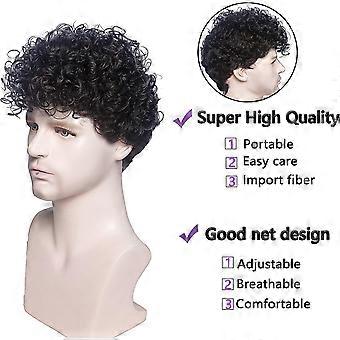 New,suitable Black Wig for Men, 6 Inch Afro Curly Wigs Short Synthietic ...