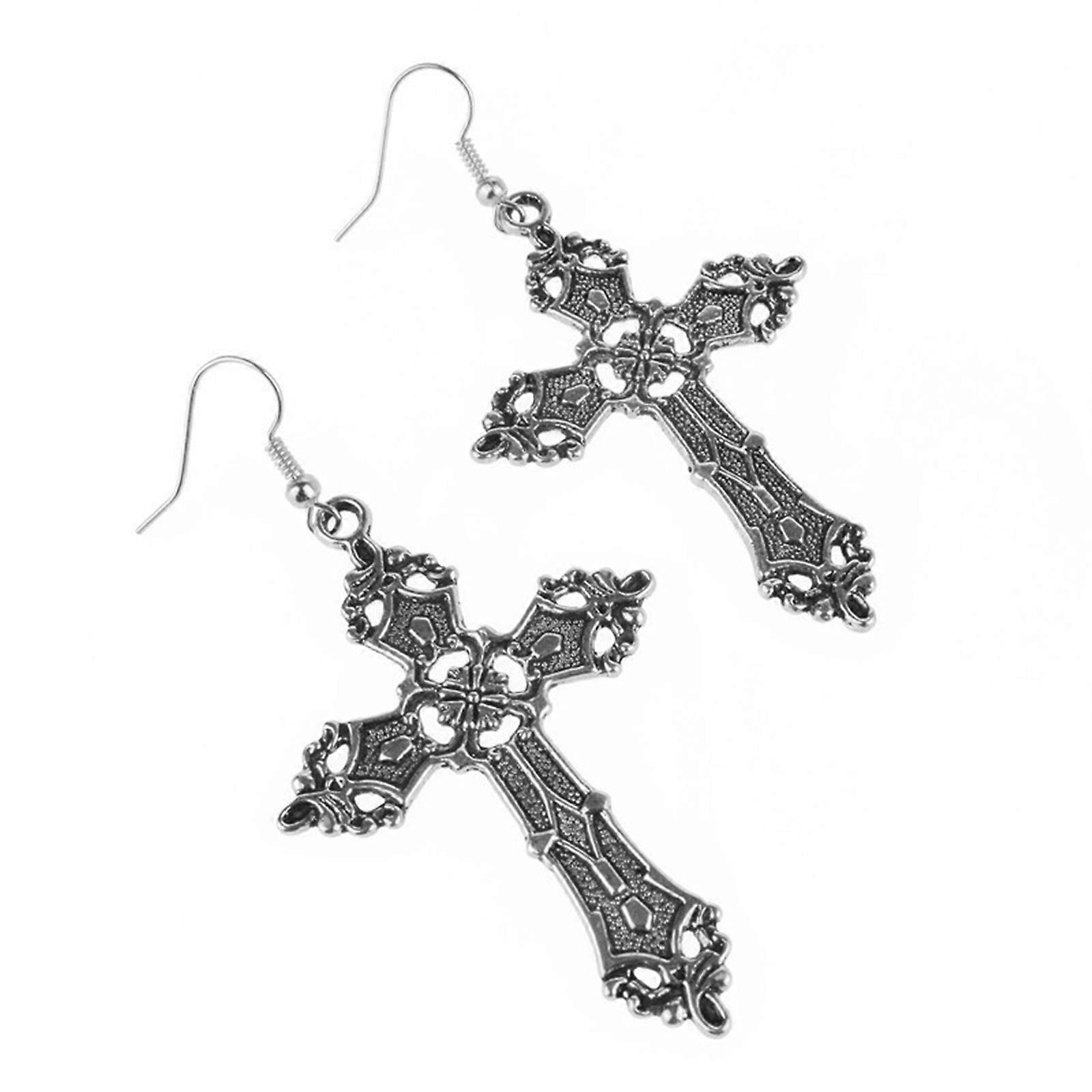 Gothic Punk Cross Shaped Dangle Drop Earrings Gothic Earrings Fashion ...