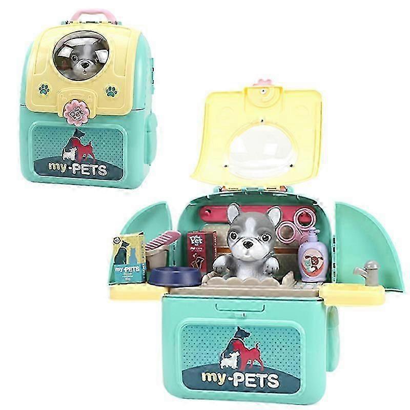Pet Care Pretend Play Set Cartoon Dog Cat Pet Backpack Pet Vet ...