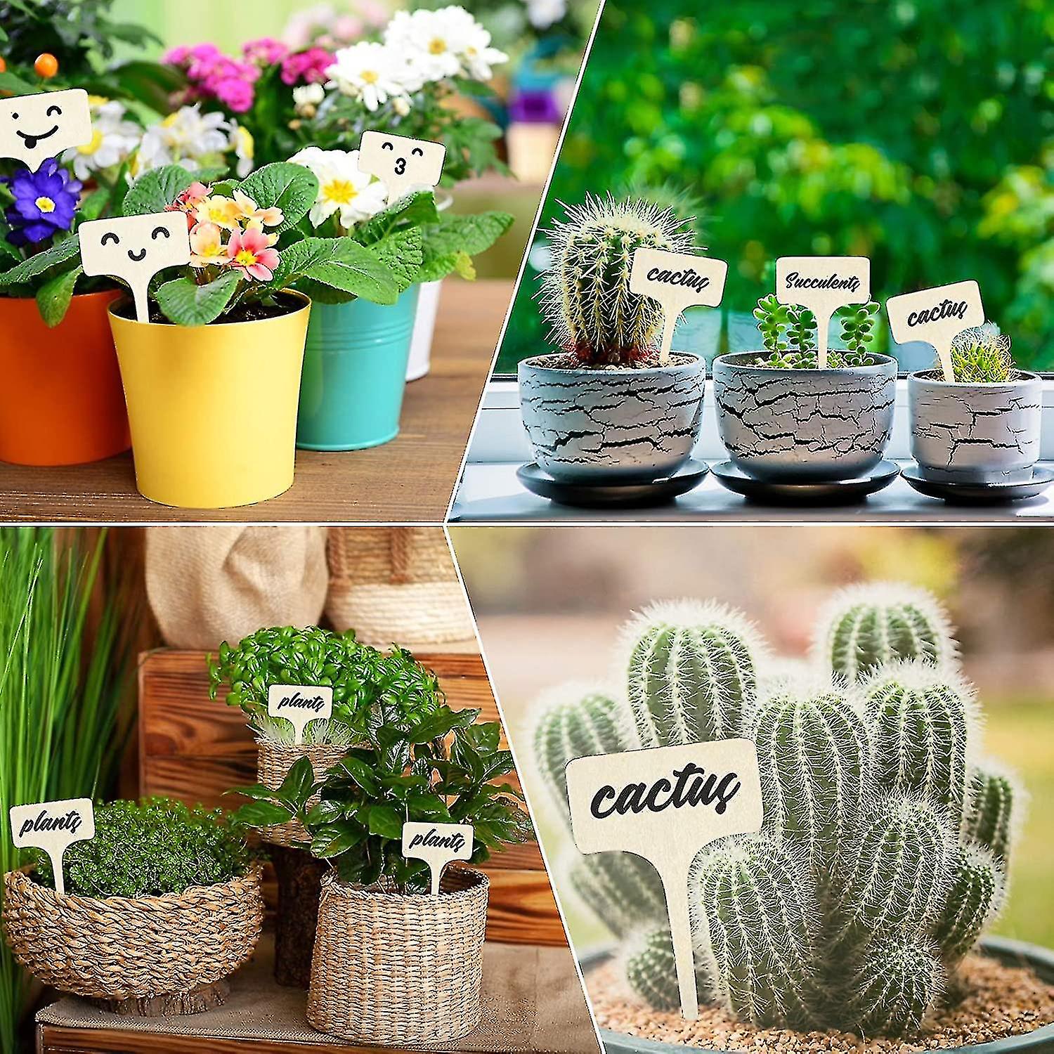 50 Durable Plant Tags, T-shaped Wood Plant Tags, Waterproof Garden Tags ...