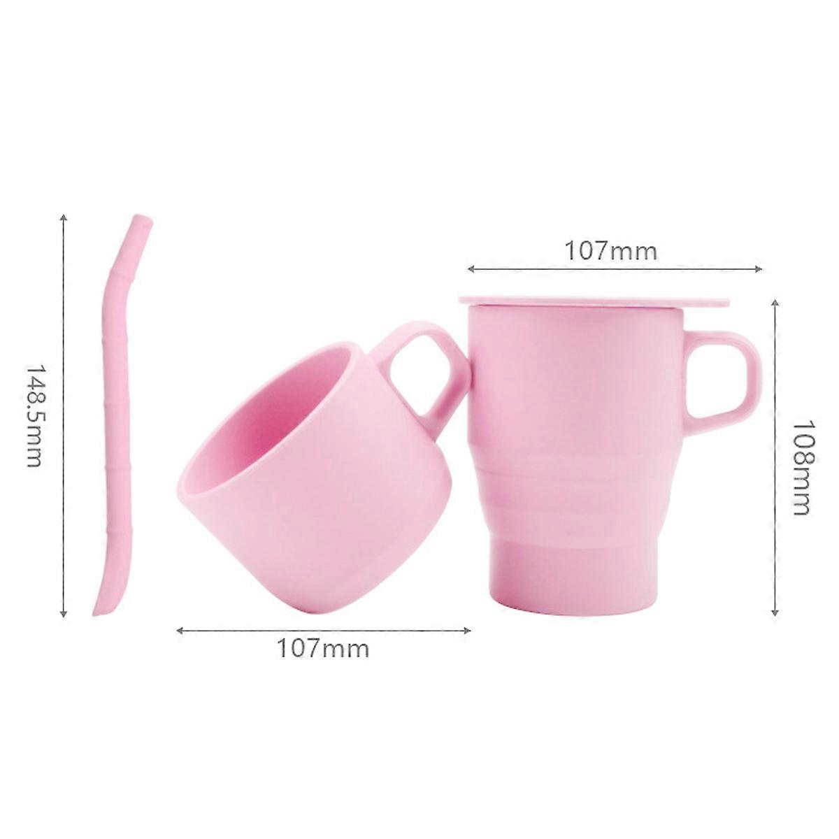 Collapsible Travel Cup with Lid & Straw, Silicone Folding Cup, Reusable ...