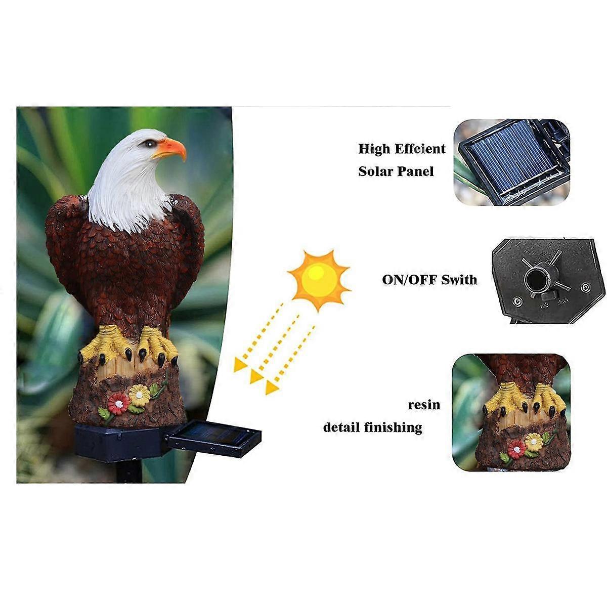 Solar Garden Light Resin Bald Eagle Figurine Dusk Dawn Solar Yard Light ...